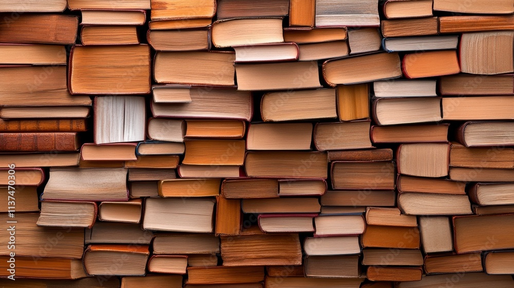 A Close-Up View of an Organized Stack of Books in Various Sizes and ...