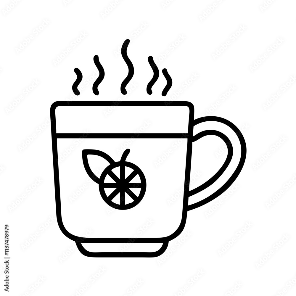 hot cider icon, bonfire night line art, bonfire night icon - simple ...