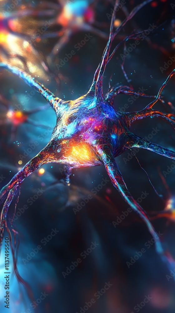 37. An artistic rendering of a neuron receiving signals from multiple ...