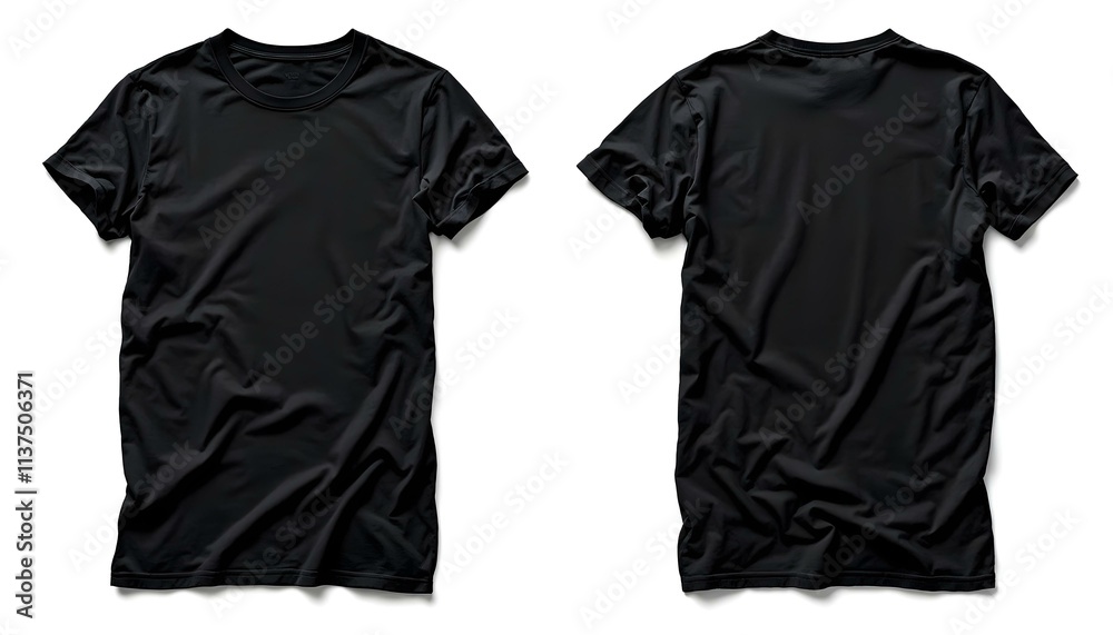 Isolated Black T-Shirt Design Template: Front and Back View for Print ...