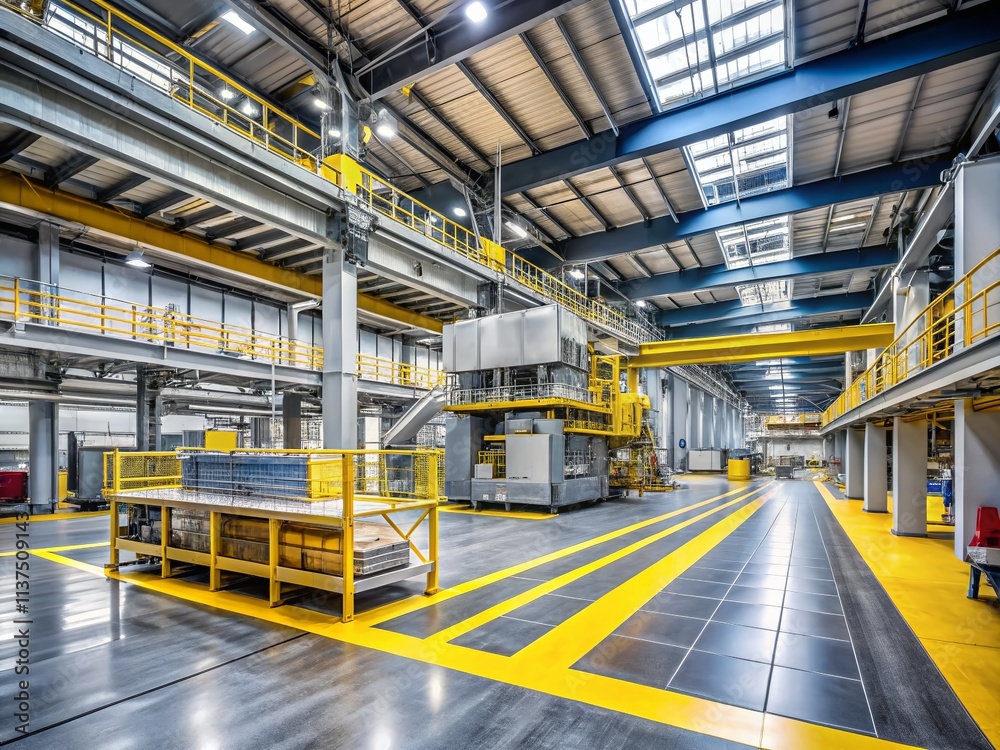 Grey Concrete Factory Production Line with Durable Equipment and Yellow ...