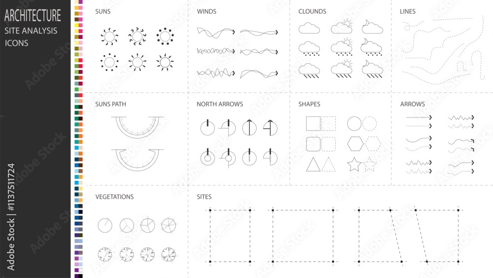 architecture site analysis symbol icon element drawing graphic flat ...