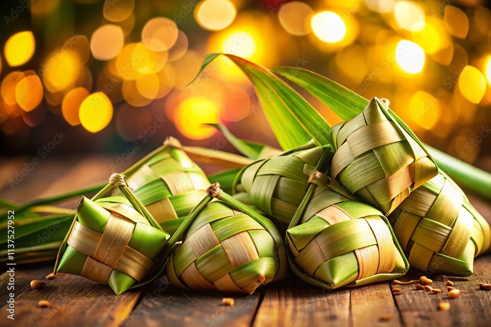 Ketupat: Festive Southeast Asian Rice Dumpling with Bokeh, Young ...