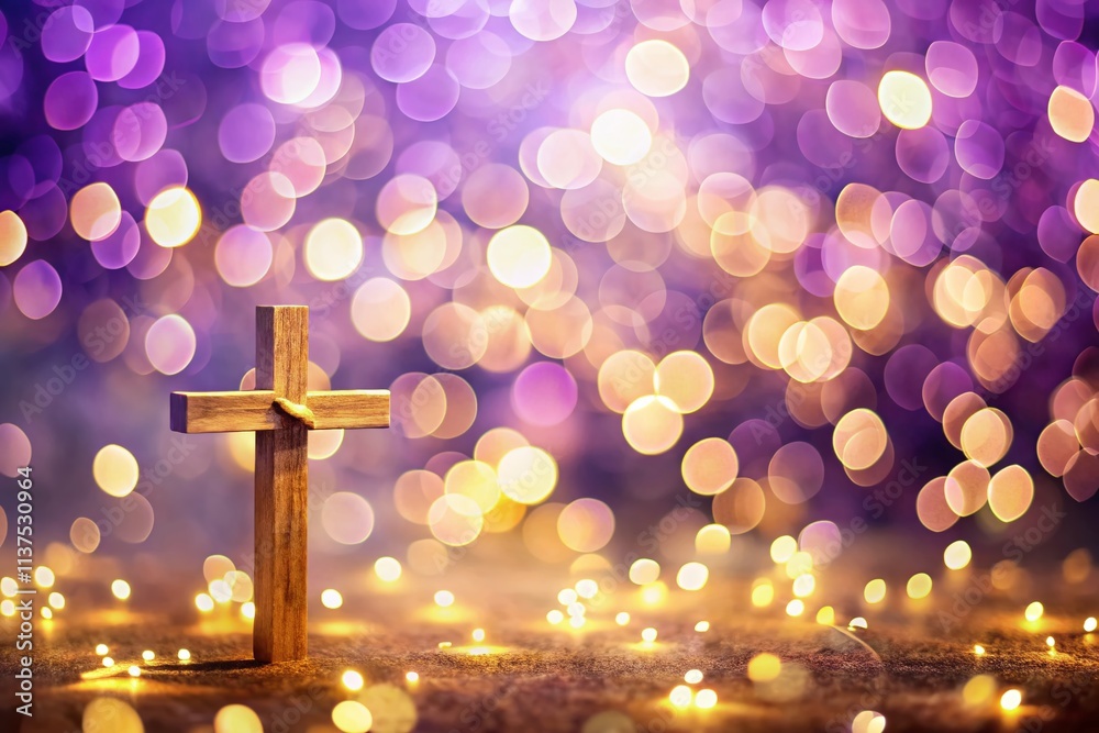 Lenten Season Background: Bokeh Lights, Cross, Purple, Religious ...