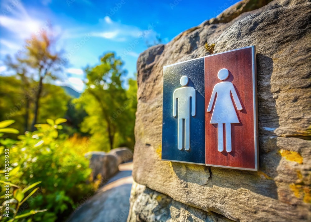 Linear Toilet Symbols: Man Woman Restroom Sign Landscape Photography ...