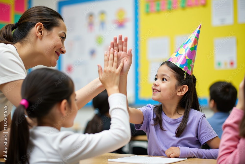 Foto de Stock Celebrate Learning: Joyful Classroom Interaction with ...