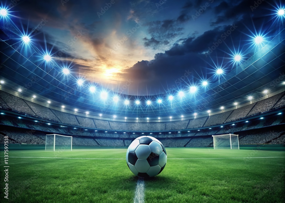 Night Football Stadium, Soccer Ball, Low Light, Stadium Lights ...