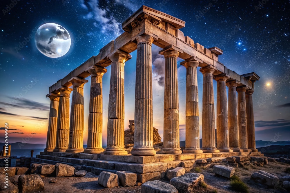 Night Photography Greek Slides Backgrounds: Ancient Ruins, Mythology ...