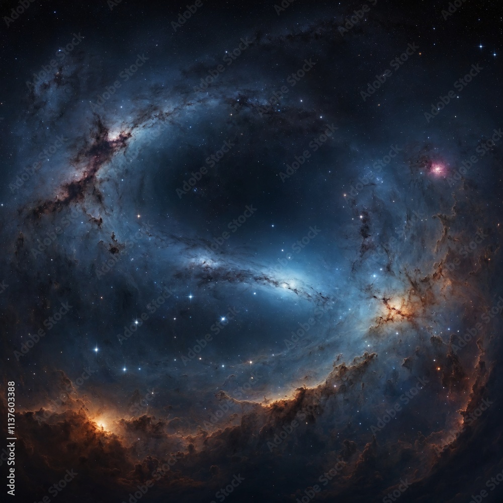 360 degree equirectangular projection space background with nebula and ...