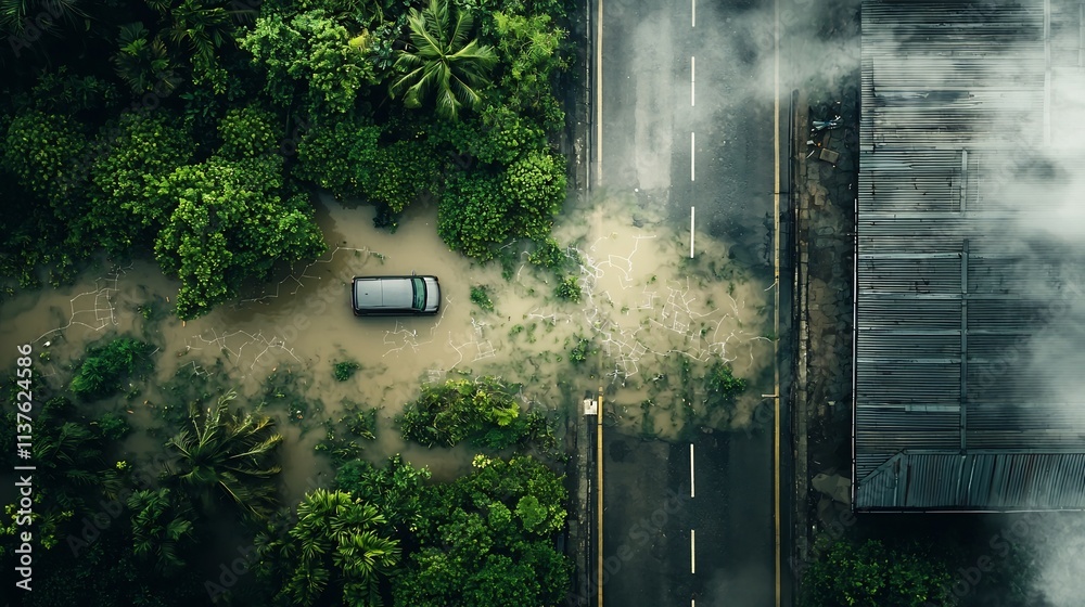 A photograph of an urban flooding map integrated with a virtual twin ...