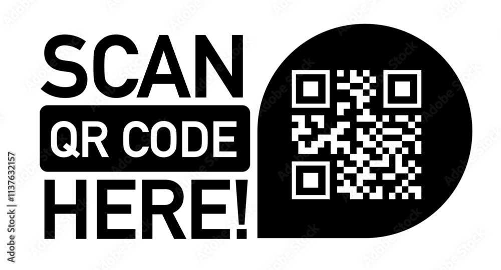 QR code scan icon black color for mobile app and payment vector Stock ...