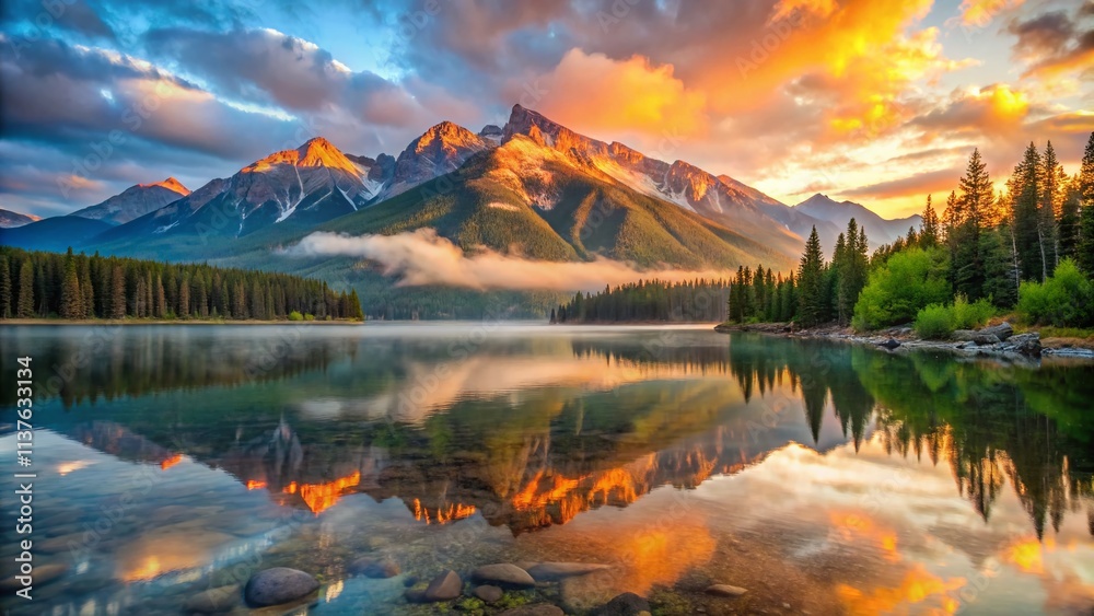 Pyramid Lake Sunrise Jasper National Park Canada - Breathtaking ...