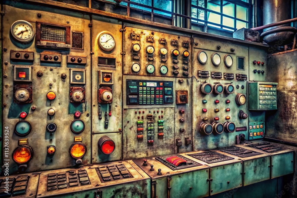 Retro Control Panel, Vintage Industrial Switchboard, Old Machine ...