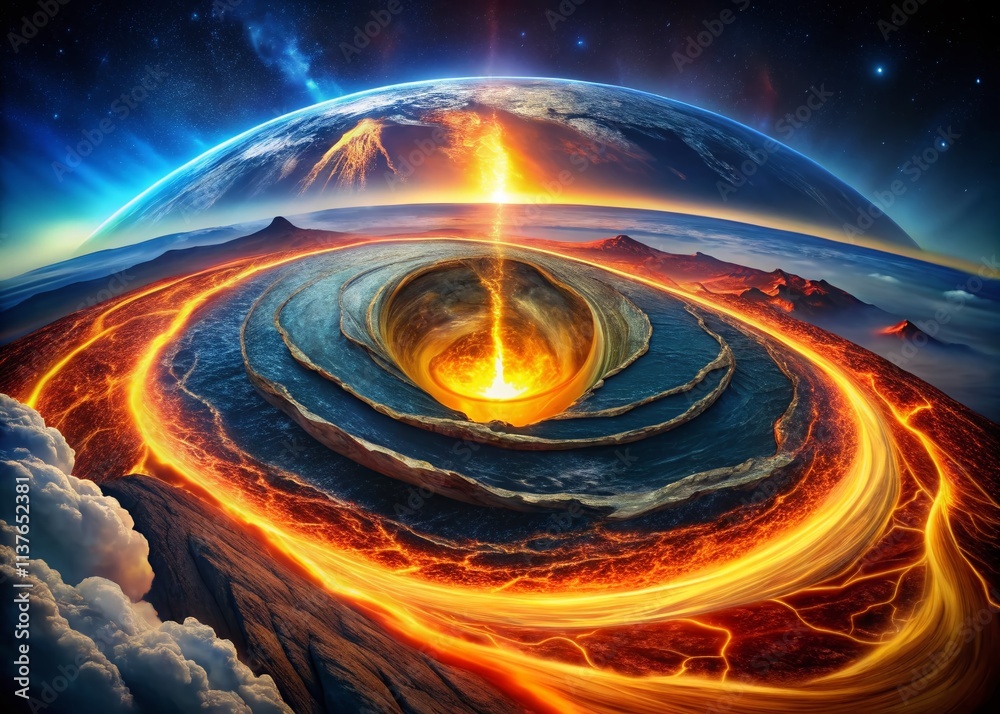 Long Exposure Earth Layers Photography: Core, Mantle, Crust, Geologic ...