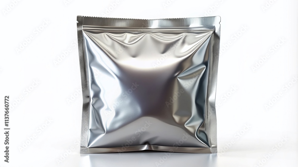 Silver Foil Pouch Packaging Mockup, Realistic Product Photography ...