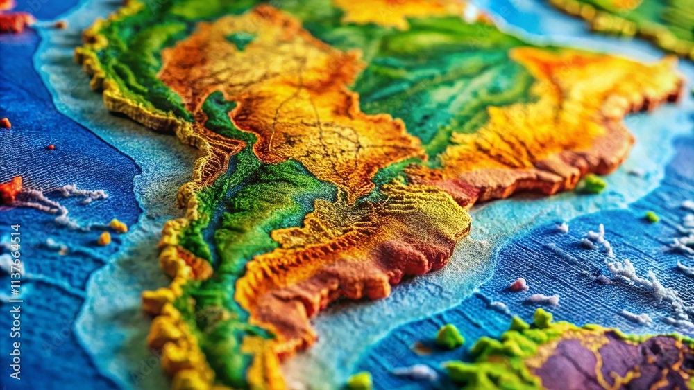 South America Colorful Map, Macro Photography, Detailed Geographic Map ...