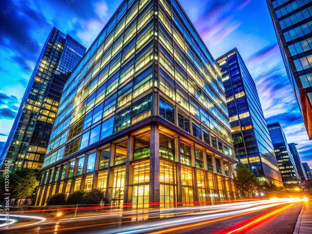 Stunning Low Light Photography of an Office Building's Exterior View in ...