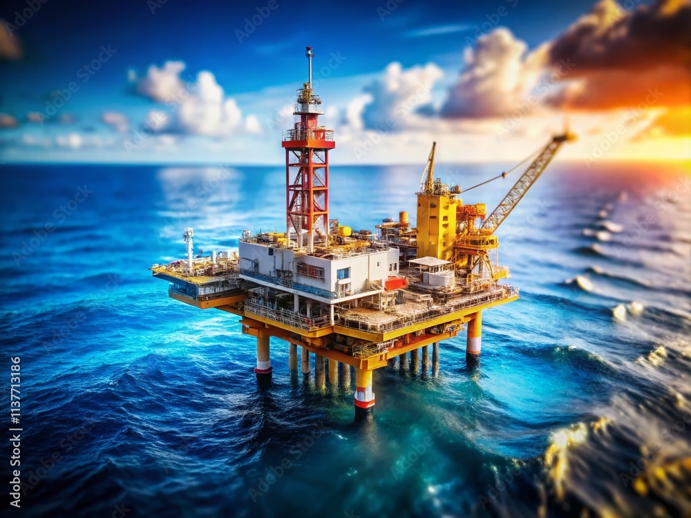 Tilt-Shift Miniature Offshore Oil Rig, Oil Platform, Energy Industry ...