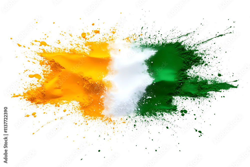 indian flag colors in creative powder explosion isolated png ...