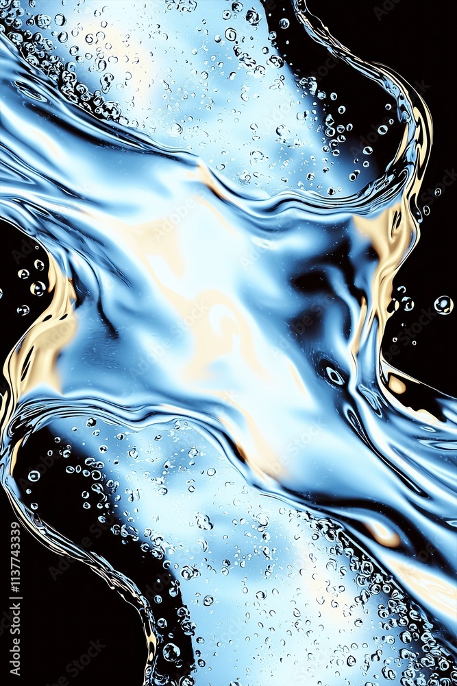Water splash, a vertical wave and bubbles Stock Illustration | Adobe Stock