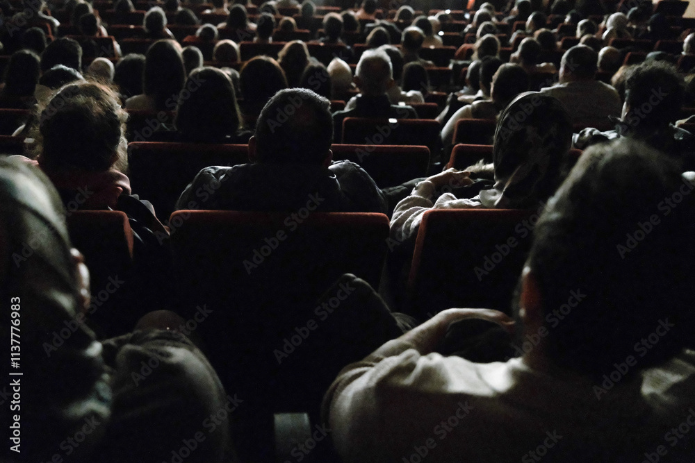 dark, people, presentation, performance, silhouette, rear, ballet, hall ...