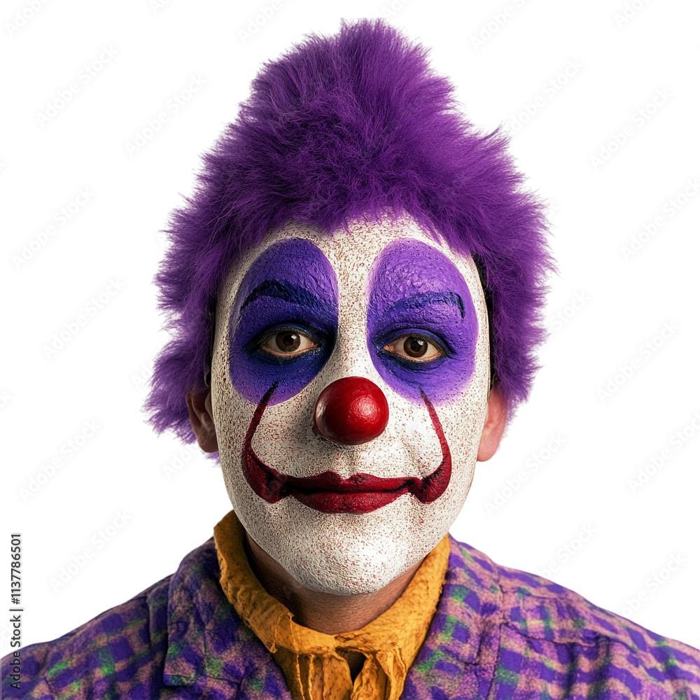Clown Wearing a Purple Mask, Perfect for Party Themes, Isolated on a ...