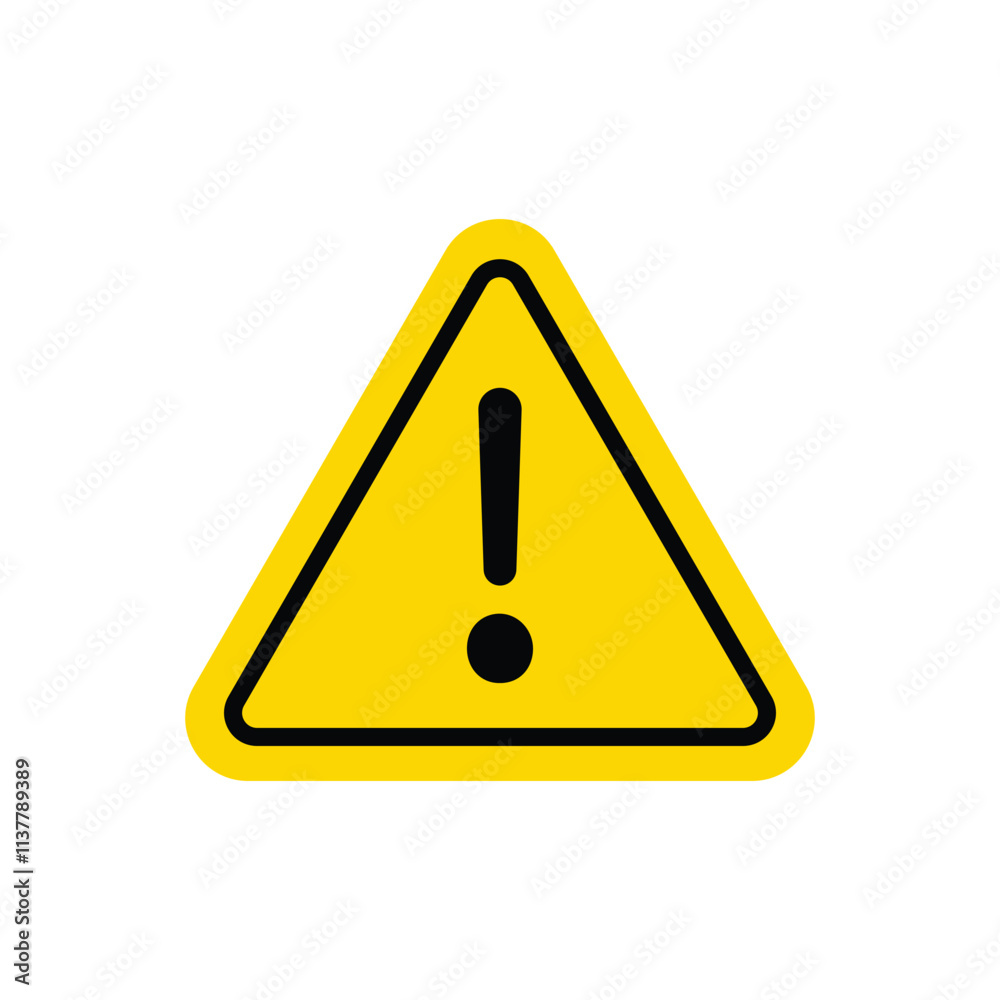 Hazard warning attention sign with exclamation mark isolated on white ...