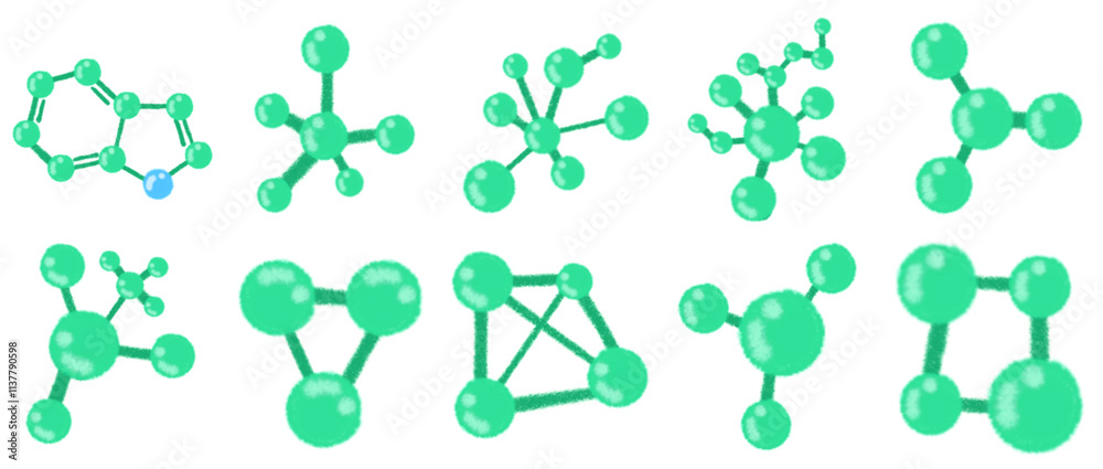 Artistic Molecular Diagram Set: Visual Representations of Chemical Bonds and Structures for ...