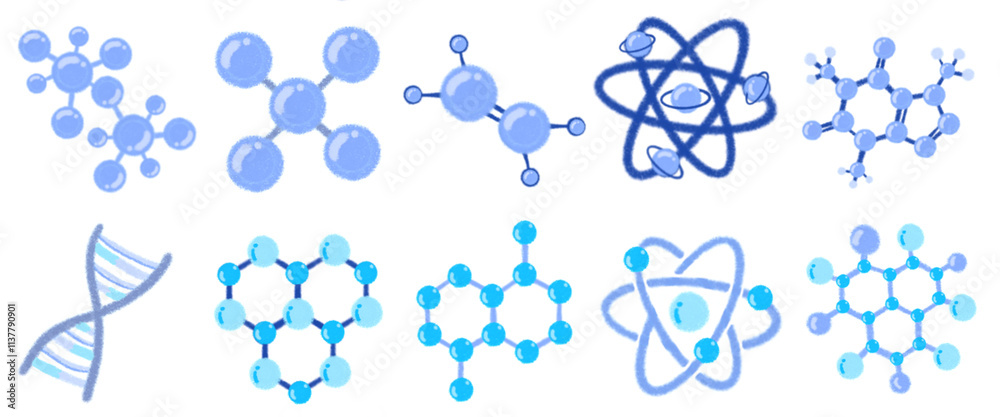 Illustration Stock Artistic Molecular Diagram Set: Visual ...