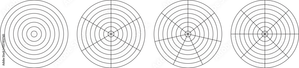 Polar grid segment concentric circles diagram of lifestyle balance ...
