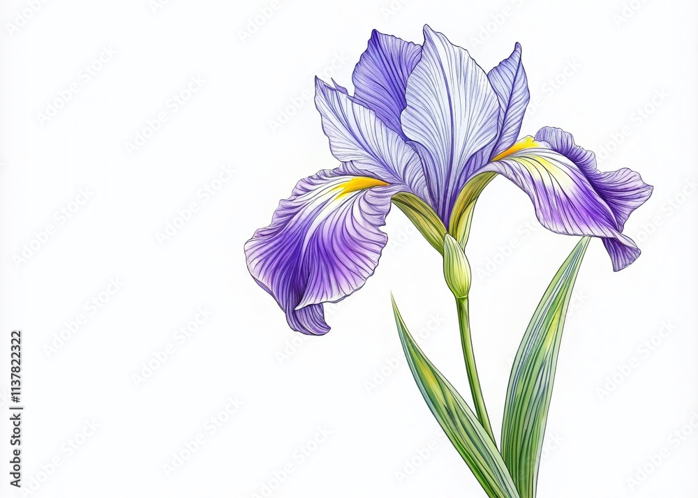 Stock-Illustration „Simple Iris Drawing Tutorial, Easy Iris Sketch ...