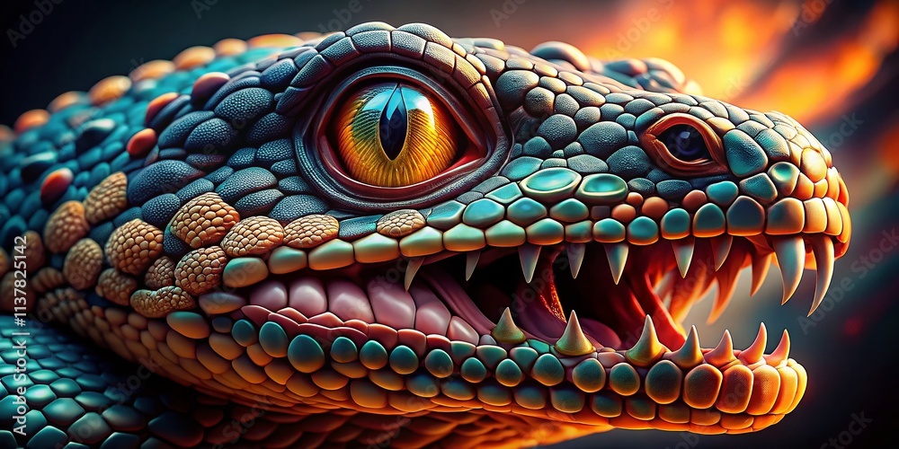 Snake Head Anatomy Architectural Photography: Detailed Close-up, Scales ...