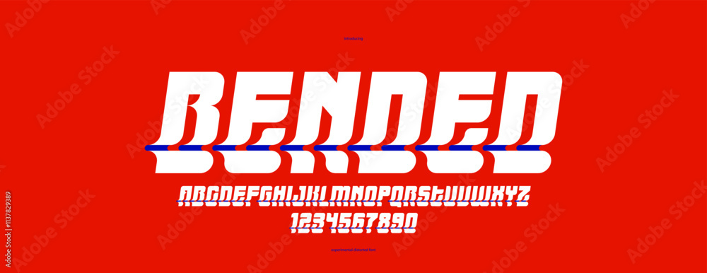 Bended and deformed display font for logos and posters, vector ...