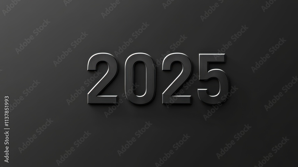 Simple black background with bold numbers representing the year 2025 in ...