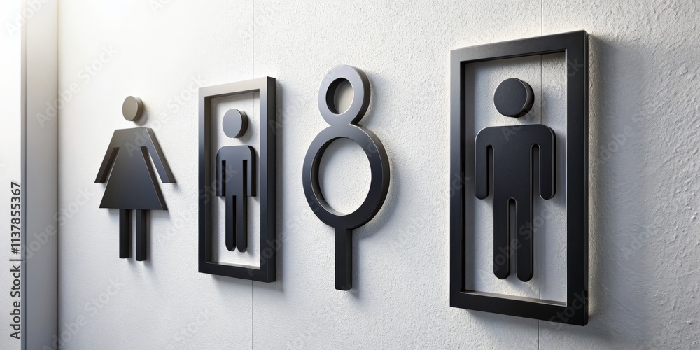 Restroom Symbols: Black Male & Female Toilet Signs, Bathroom Design ...