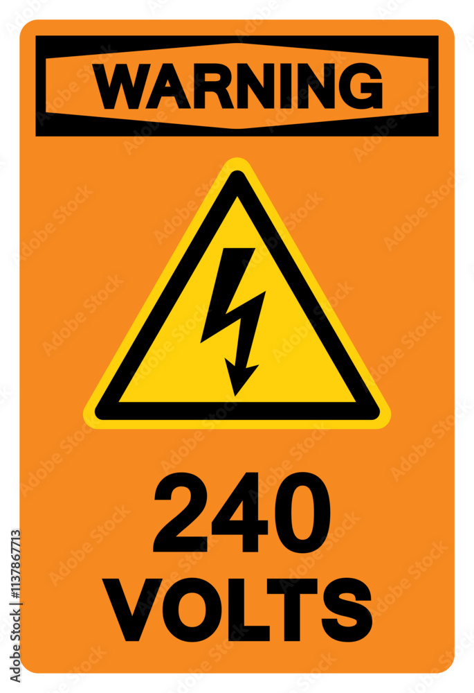 Warning 240 Volts Tag Symbol Sign,Vector Illustration, Isolate On White ...