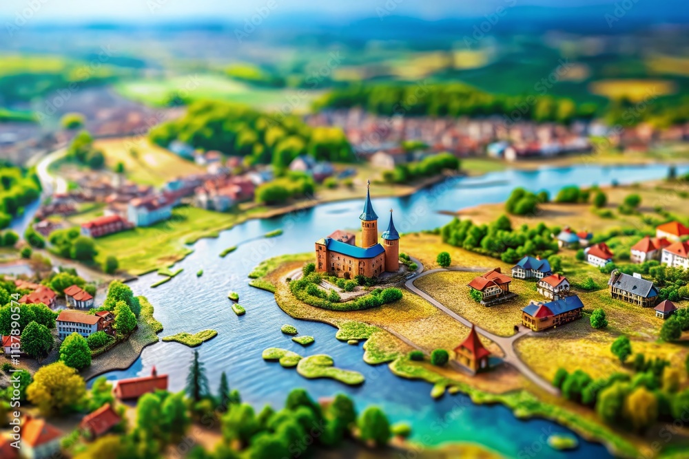 Tilt-Shift Miniature Central Eastern Europe Map: Detailed Aerial View ...