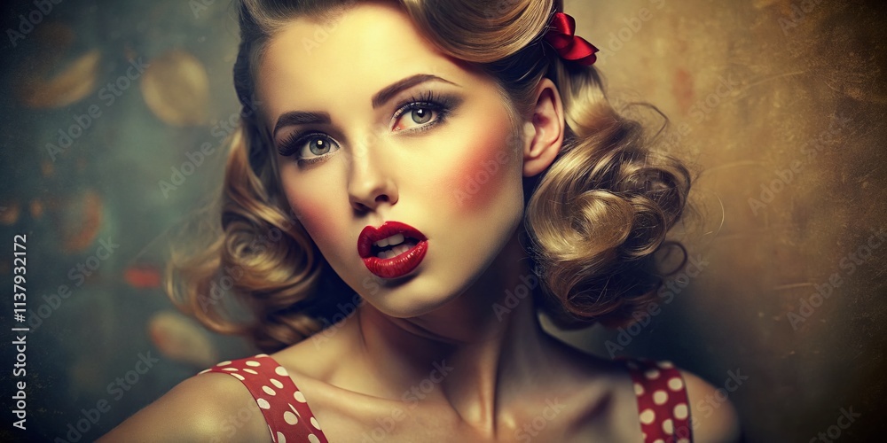 Vintage Girl Biting Lip Meme Photo - Retro Aesthetic, Sultry Pose ...