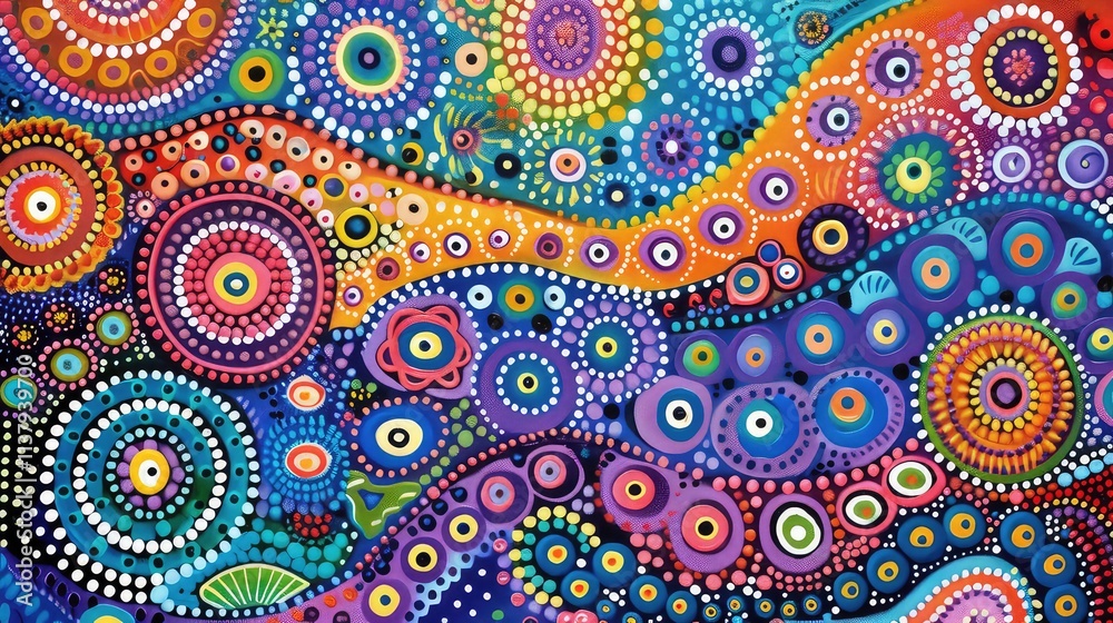 Australian Aboriginal dot painting style art, Generative AI Stock ...