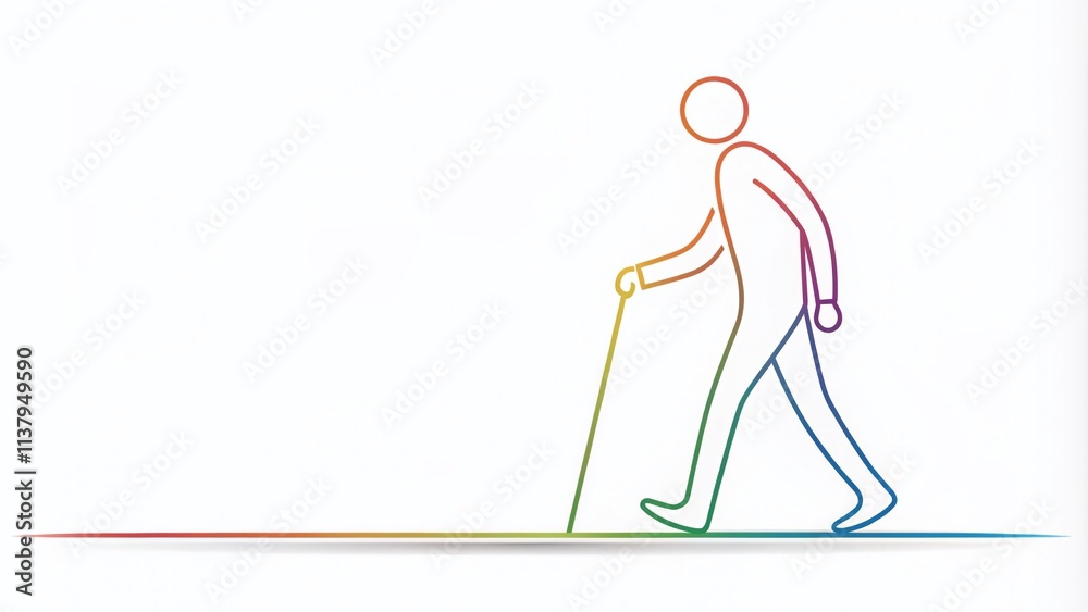 Walking Stick Man Illustration: Side Profile, Simple Line Art ...