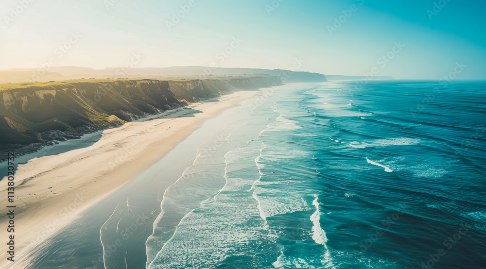 Enchanting view of a bay where the exotic shoreline meets sea water ...