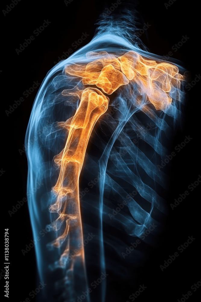 Shoulder pain diagnosis medical imaging x-ray dark environment lateral ...