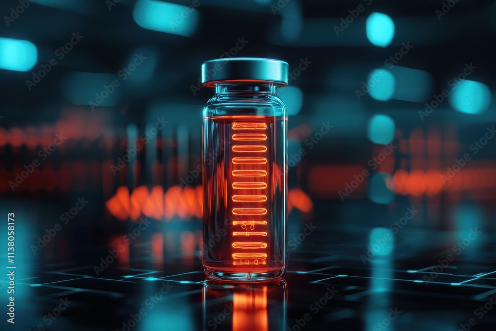 Illuminating liquid nanotechnology vial futuristic laboratory digital ...