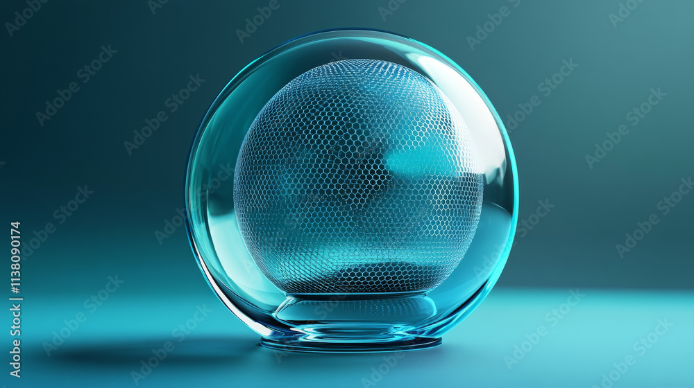 3d shield dome glass sphere isolated vector. Protect barrier for safety ...
