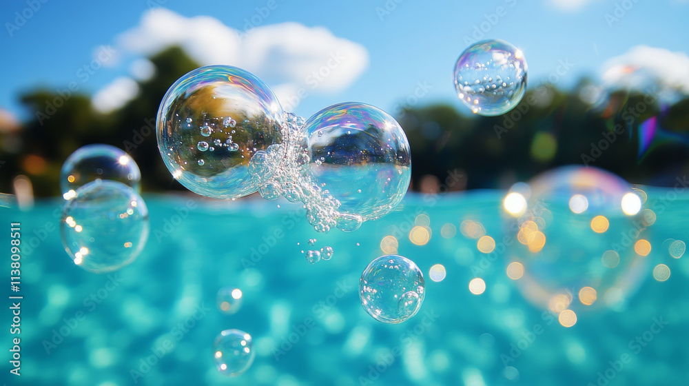 Underwater fizzy bubbles set isolated on transparent background. Vector ...