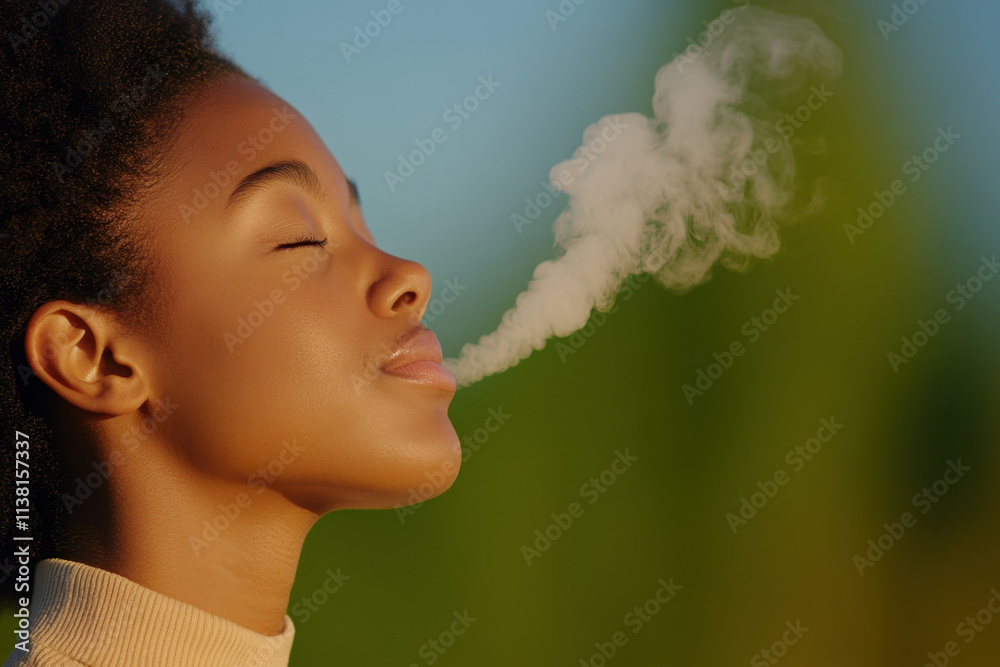 Inhale serenity a closeup of deep breathing nature portrait calm ...