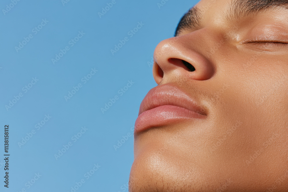 Inhale deeply person embracing serenity outdoor setting close-up ...