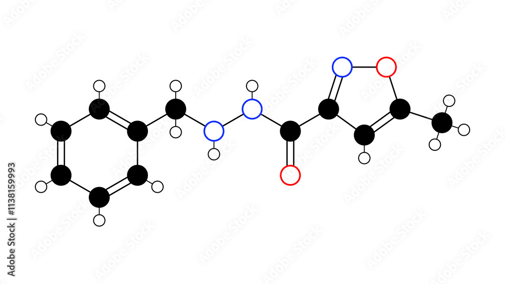 Isocarboxazid molecule, structural chemical formula, ball-and-stick ...