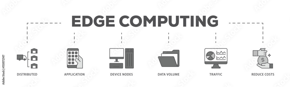 Edge computing infographic icon flow process which consists of ...