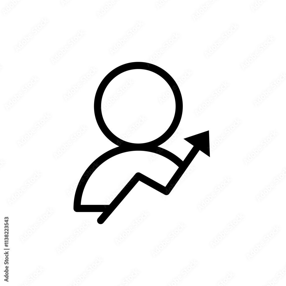 Vetor user icon with statistics, simple flat style, symbol vector ...
